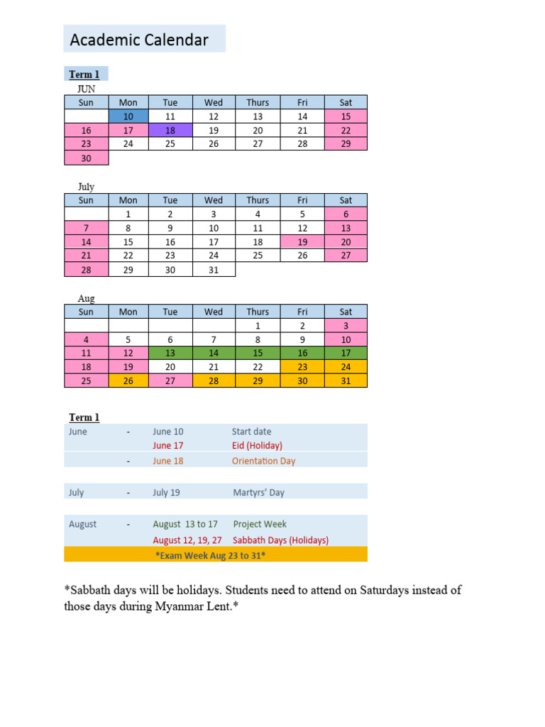 Academic Calander 2024 - 2025 | PDF | Traditions | Holidays