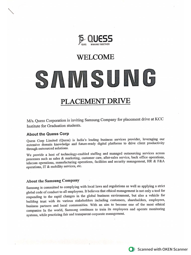 Samsung Placement Drive | PDF