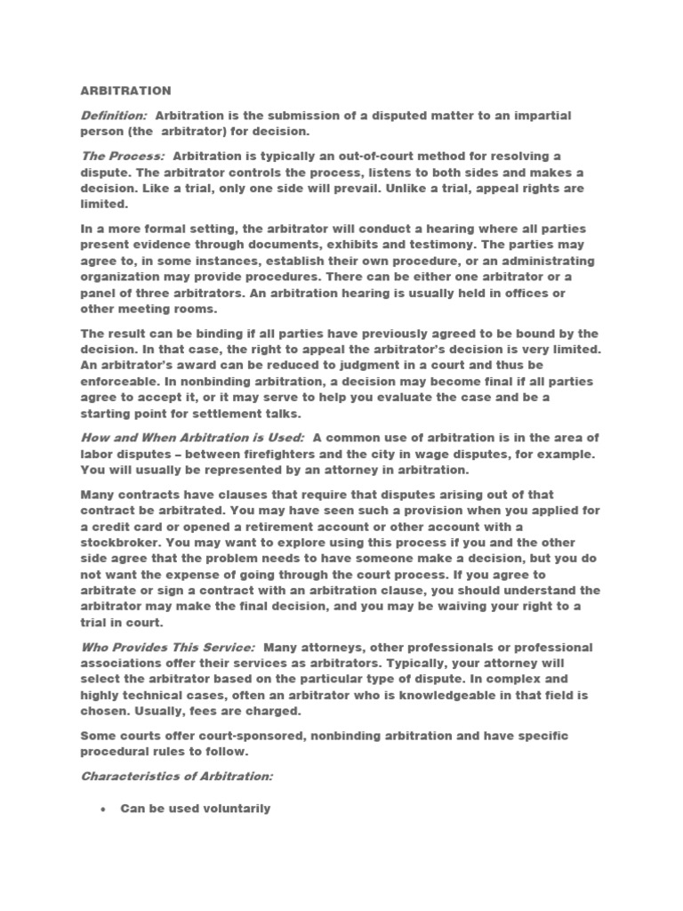 Understanding Arbitration vs. Litigation | PDF | Lawsuit | Arbitration