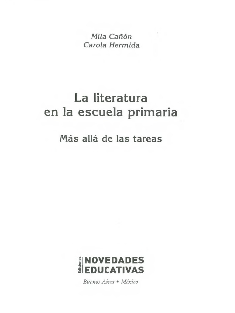 CAÑON y HERMIDA La Literatura en La Escuela Primaria Más Allá de | PDF | Rapunzel | Maestros