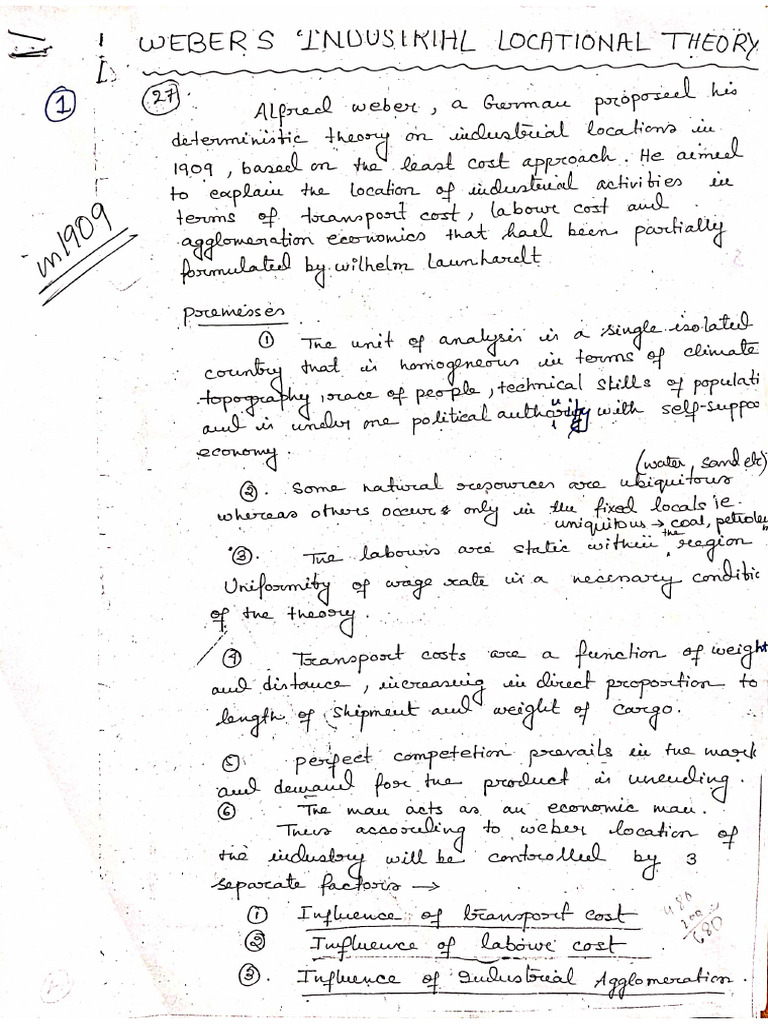 Weber's Industrial Location Theory | PDF