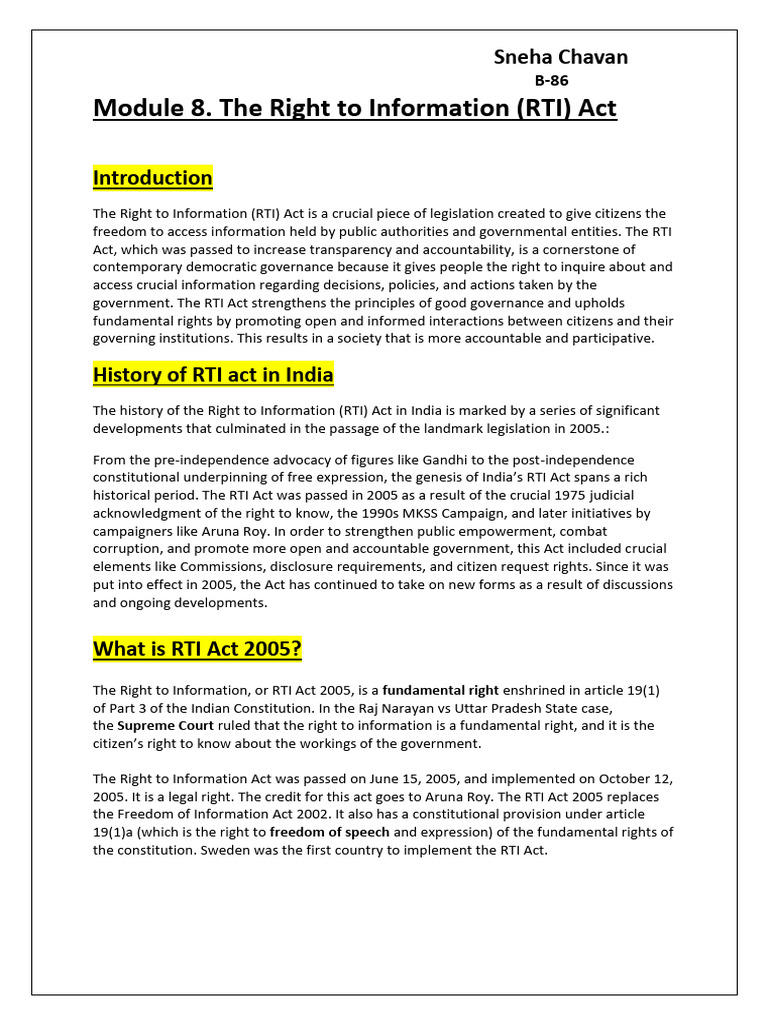 AL Module 8. RTI Act 2005 | PDF | Government | Justice