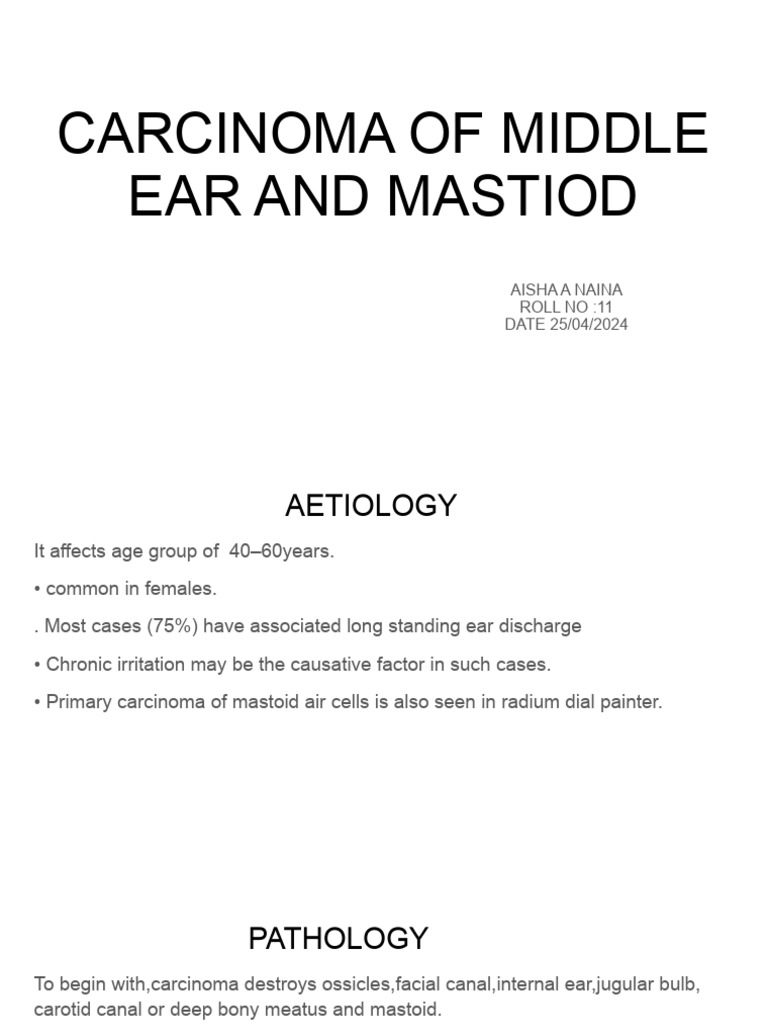 Carcinoma of Middle Ear and Mastoid | PDF | Ear | Metastasis