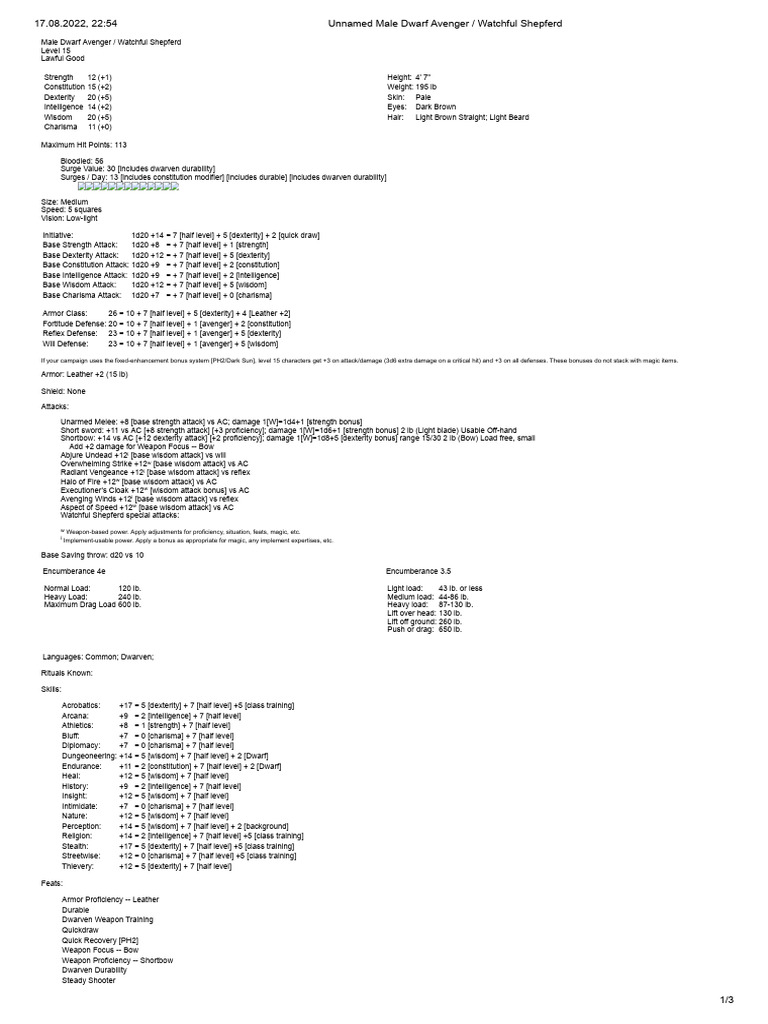 DND 4e Dwarf | PDF