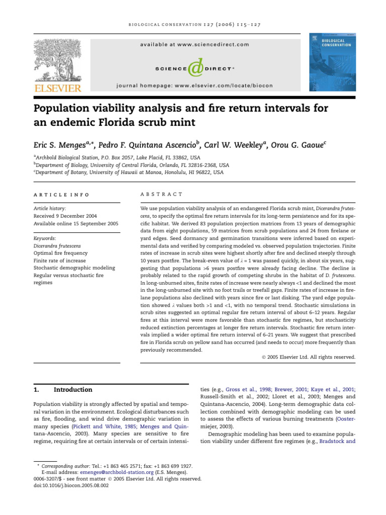 Population Viability Analysis and Fire R | PDF | Logistic Regression | Dependent And Independent ...