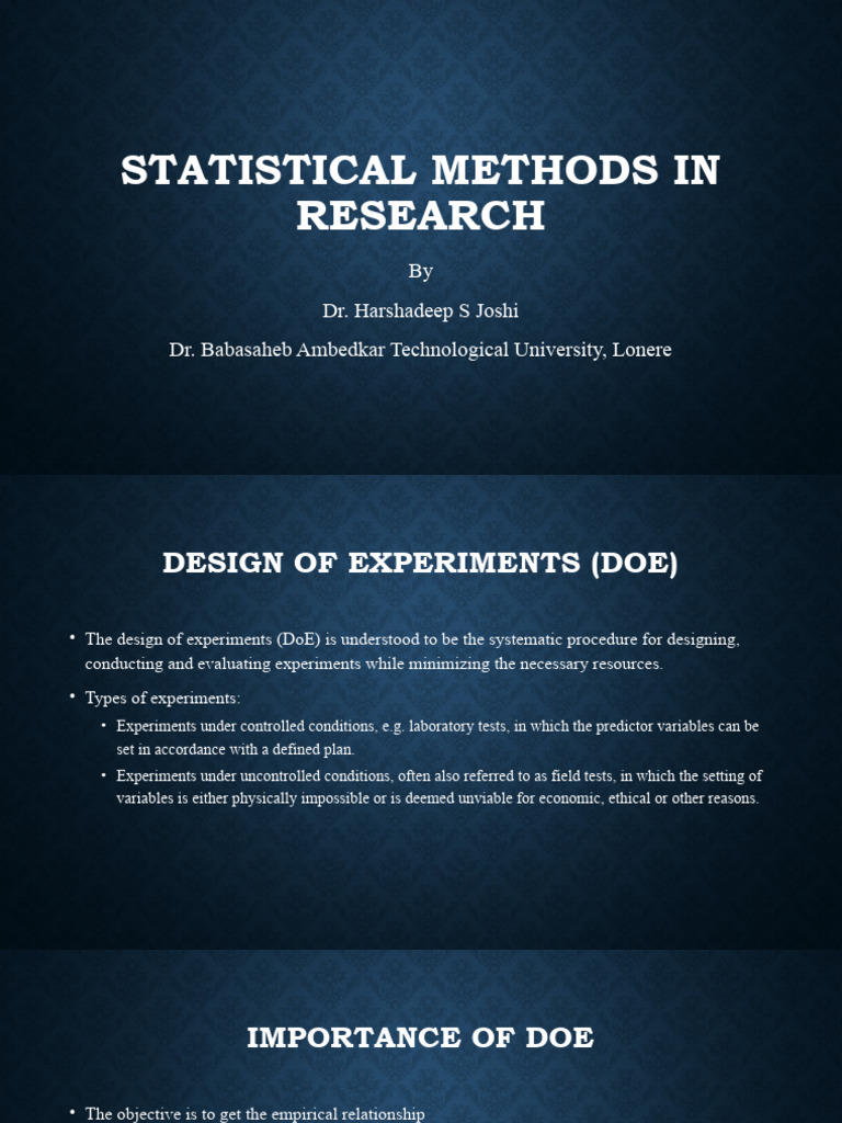 Day 5 Statistical Methods in Research | PDF | Analysis Of Variance | Variance