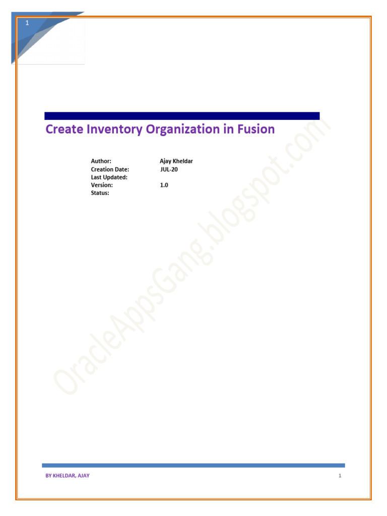 Create Inventory Organization in Fusion | PDF | Inventory | Warehouse