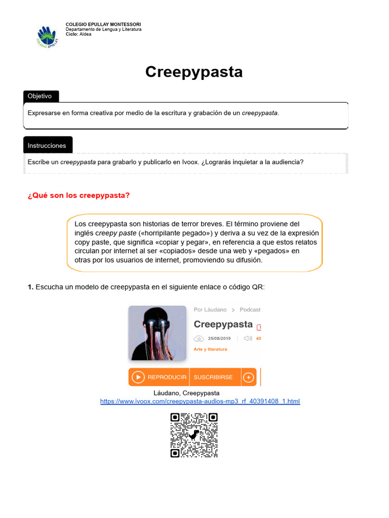 Profundización - Creepypasta | PDF | Narración