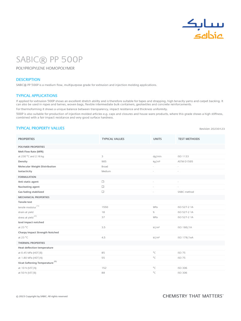 SABIC® PP - 500P - Global - Technical - Data - Sheet | PDF | Secondary ...