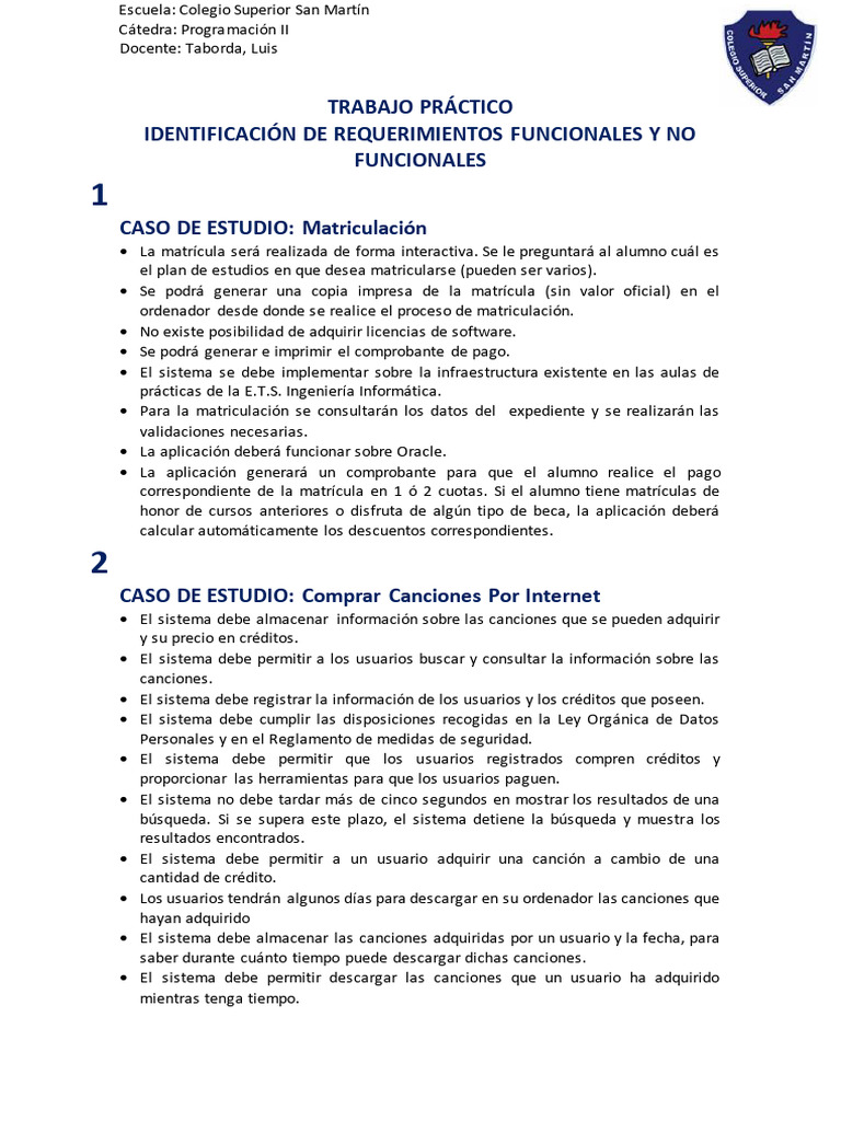 Practico 1 Identificacion de Req Func y No Func | PDF | Tecnologías de la información ...