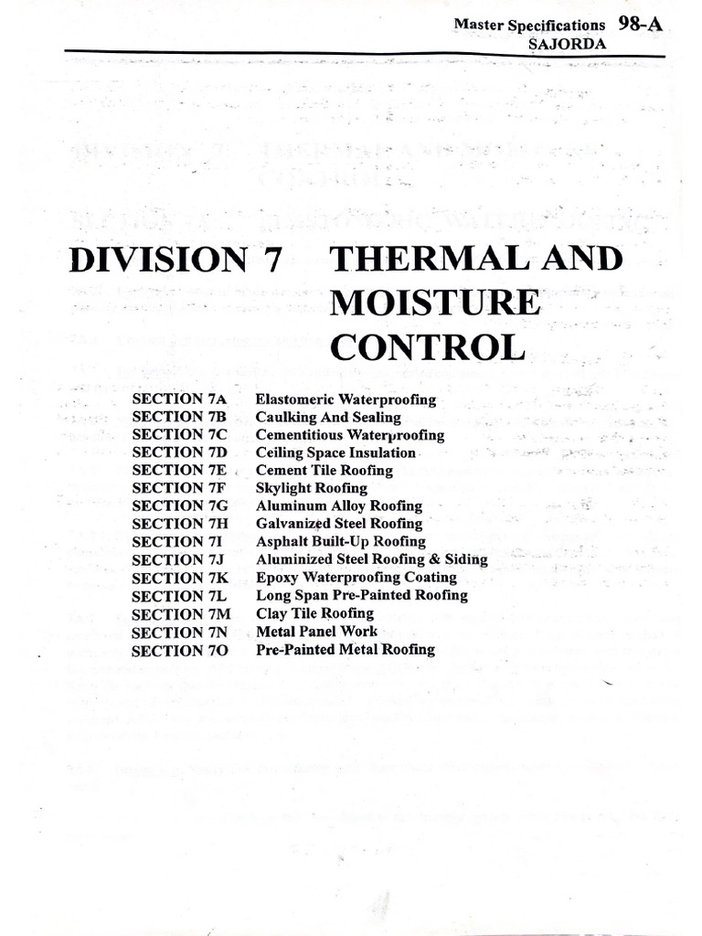 Division 7 - Thermal and Moisture Control | PDF