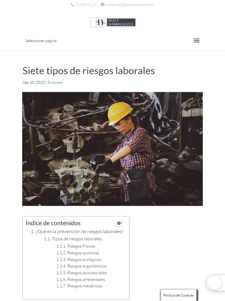 Riesgos Laborales - Los Siete Tipos de Riesgos Que Existen en El Trabajo | PDF | Factores ...
