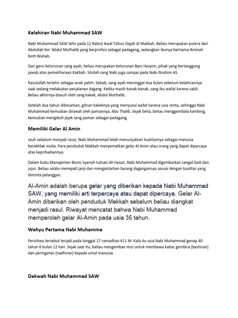 Biografi Rasulullah | PDF