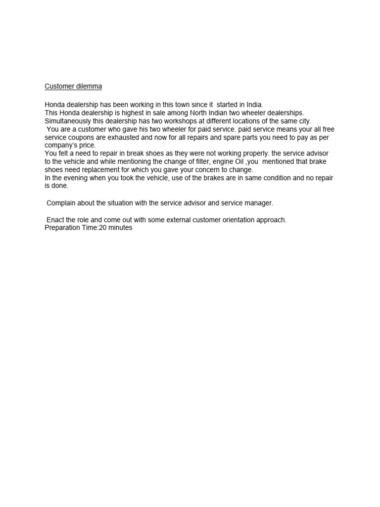 Customer Orientation Case Study GD | PDF | Honda | Automotive Industry