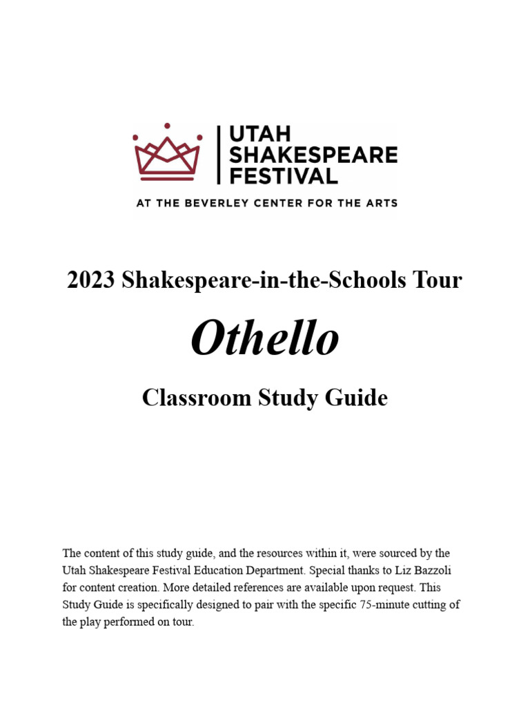 Othello Tour Study Guide | PDF | Othello | Iago