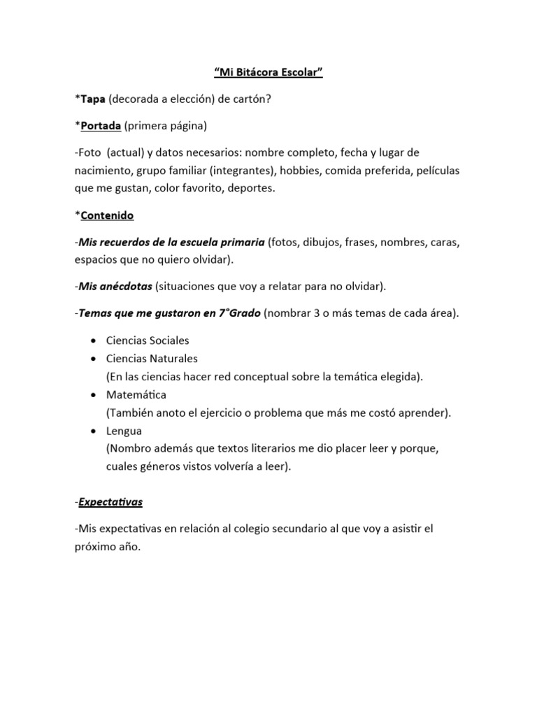Mi Bitácora Escolar | PDF