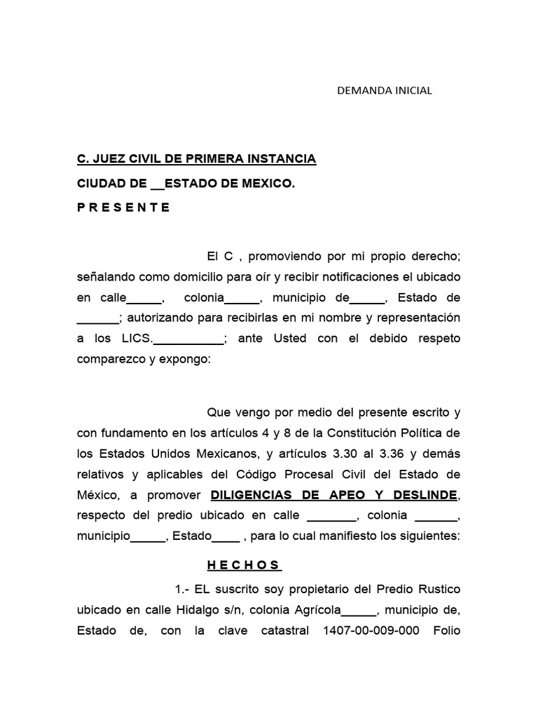 Apeo y Deslinde de Estado de Mexico | PDF | Testigo experto | Justicia