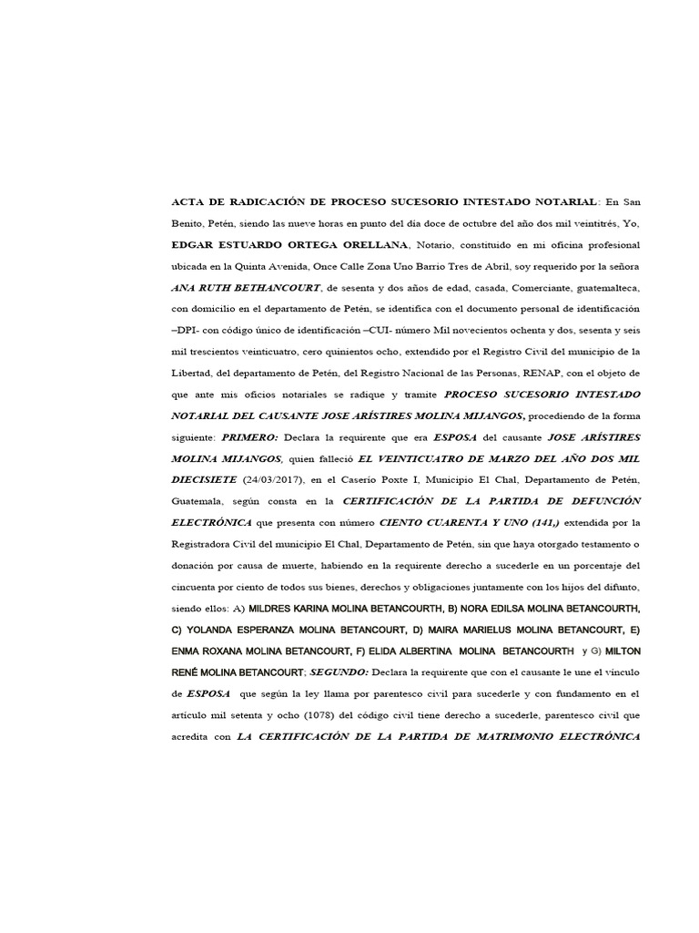 Proceso Sucesorio Intestado 2024 NUEVO | PDF | Guatemala | Herencia