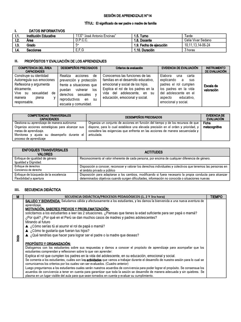 Sesión 14 DPCC 5to U3 | PDF | Evaluación | Aprendizaje