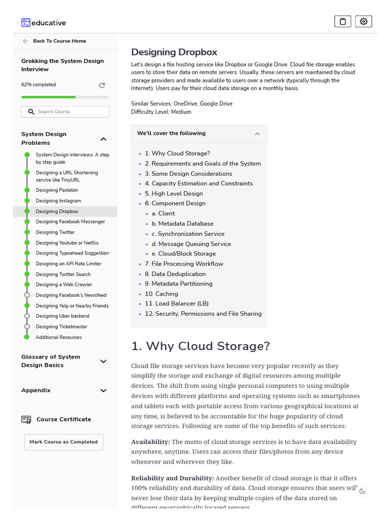 5 Designing Dropbox - Grokking The System Design Interview | PDF ...