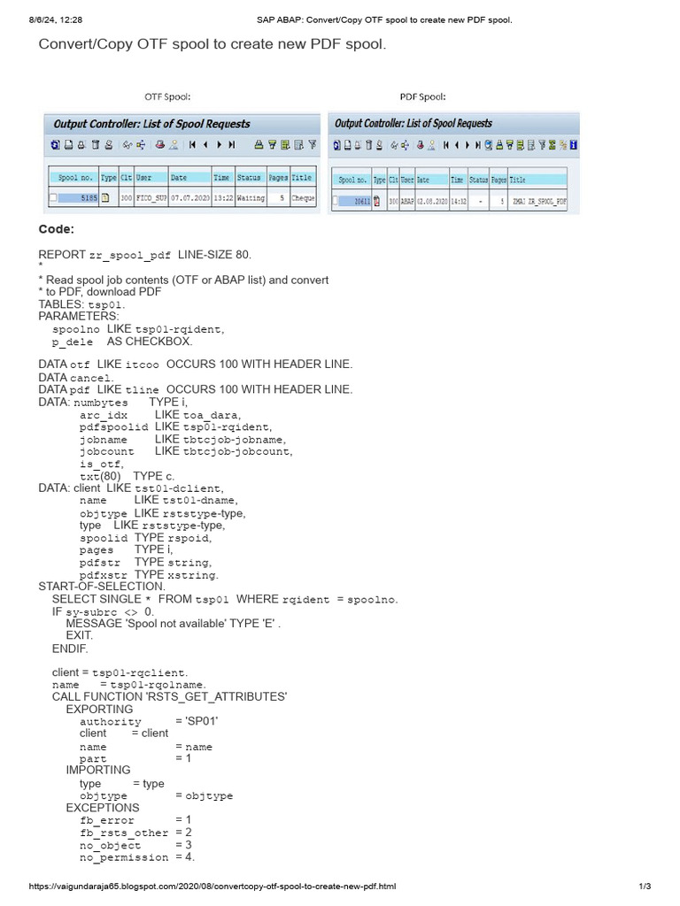 Convert_Copy OTF spool to create new PDF spool | PDF | Computer Science | Computer Architecture