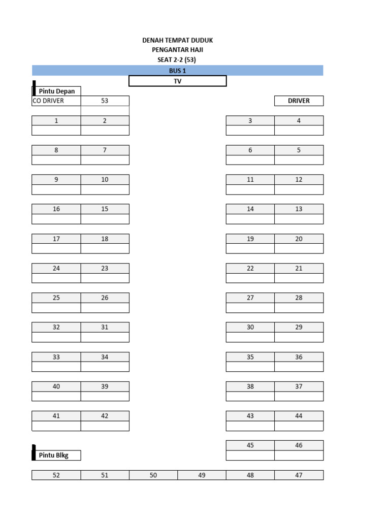 Denah Seat Bus | PDF