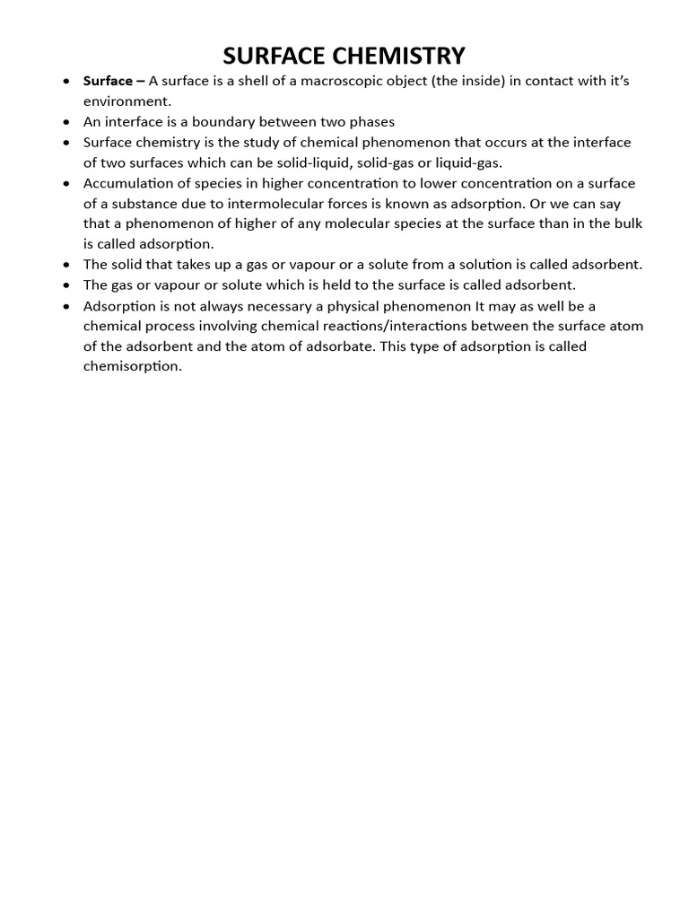 Surface chemistry | PDF