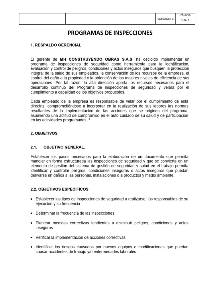 Programa Inspeccion de Seguridad Rous | PDF | Riesgo | Business