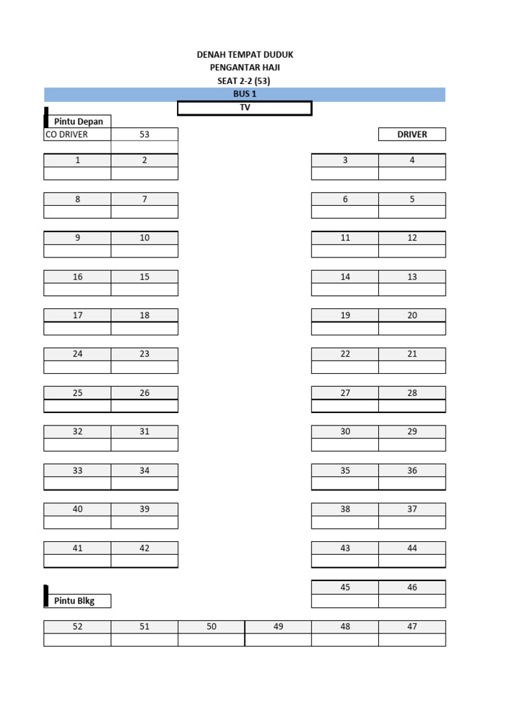 Denah Seat Bus | PDF