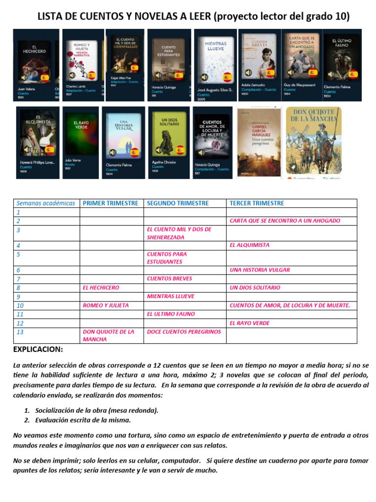 Proyecto Lector Grado Decimo 2024 | PDF | Ficción general