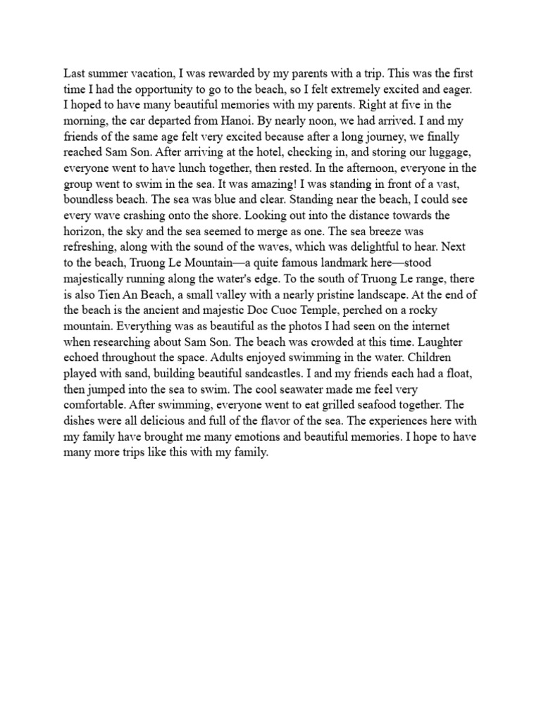 Last Summer Vacation | PDF