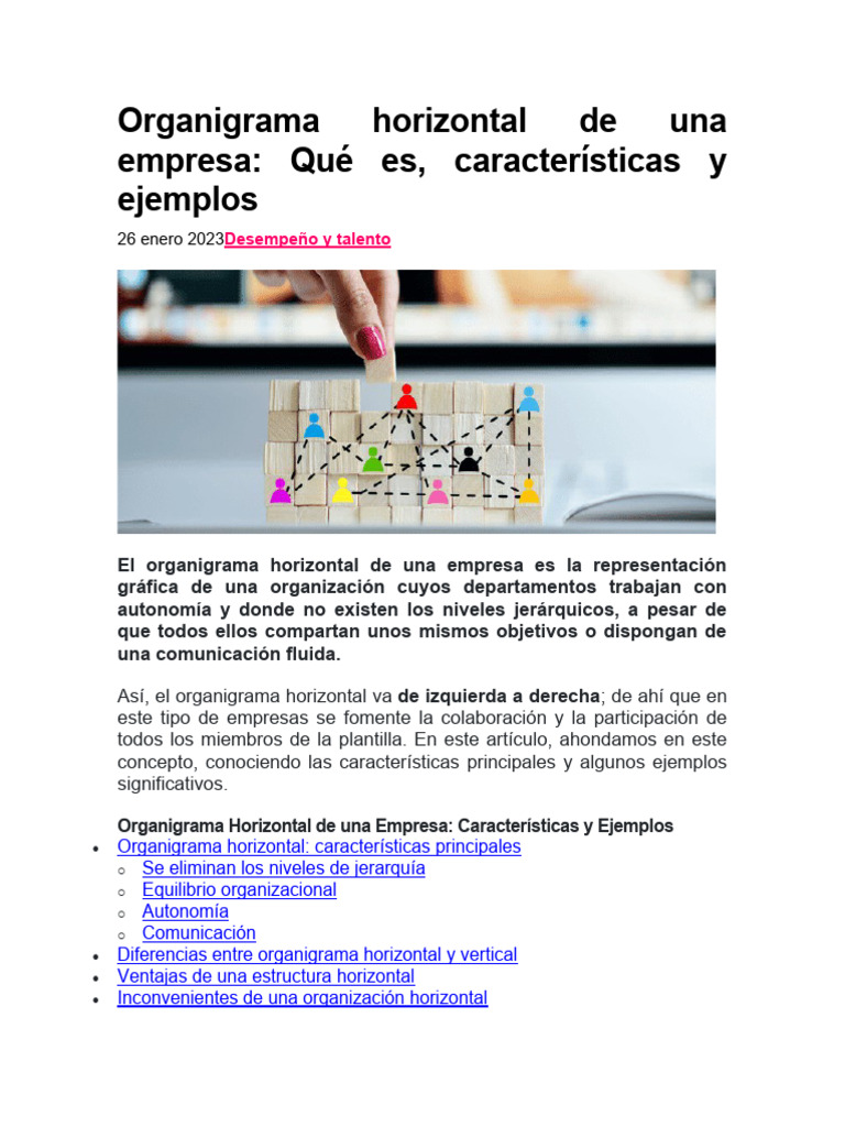 Organigrama horizontal de una empresa HORIZONTAL | PDF | Business ...