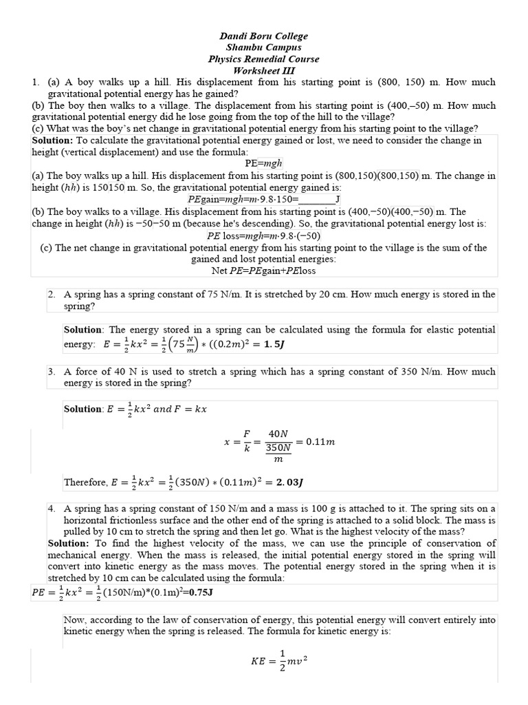 Work | Download Free PDF | Force | Potential Energy