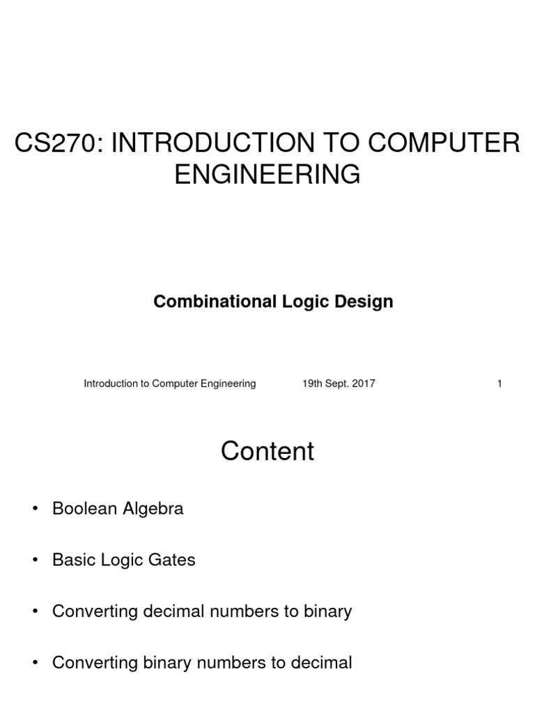 Combinational Logic Design 19th Sept 2017 Pdf Boolean Algebra Teaching Mathematics