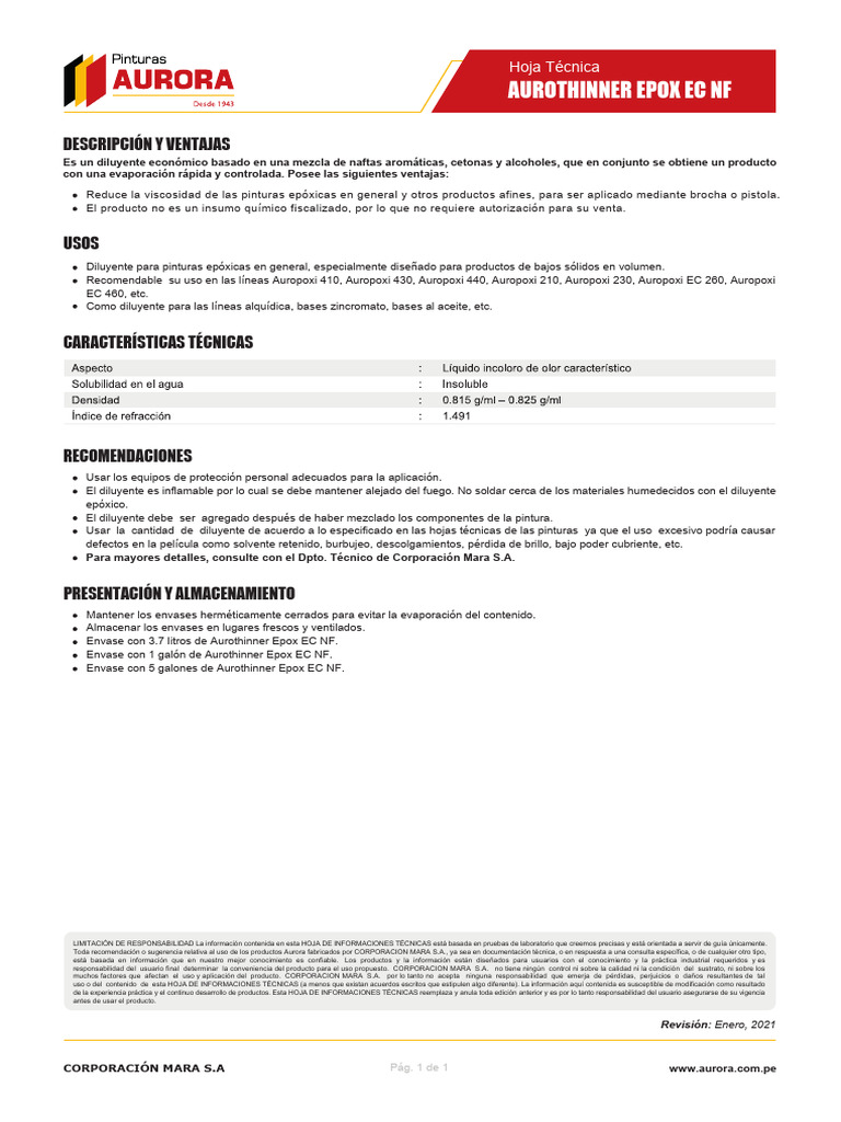 Diluyente Aurothinner Epox EC NF | PDF