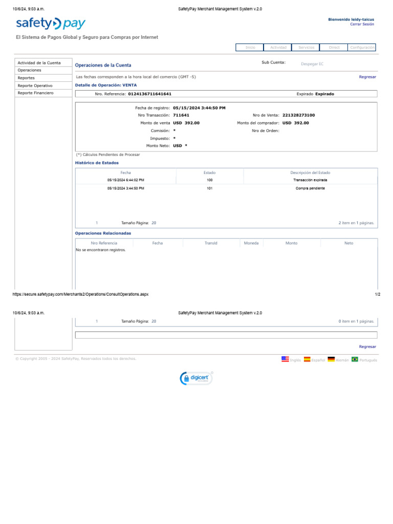 SafetyPay Merchant Management System v.2.0 | PDF | Economias