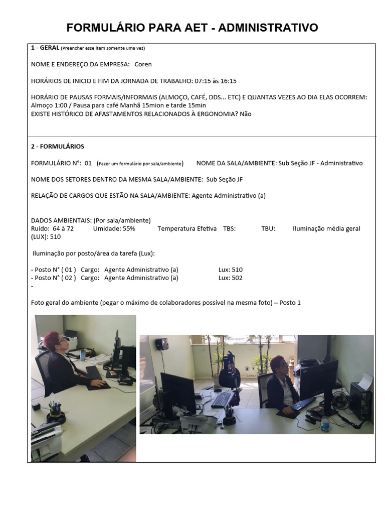 Formulário Aet Administrativo | PDF | Computadores