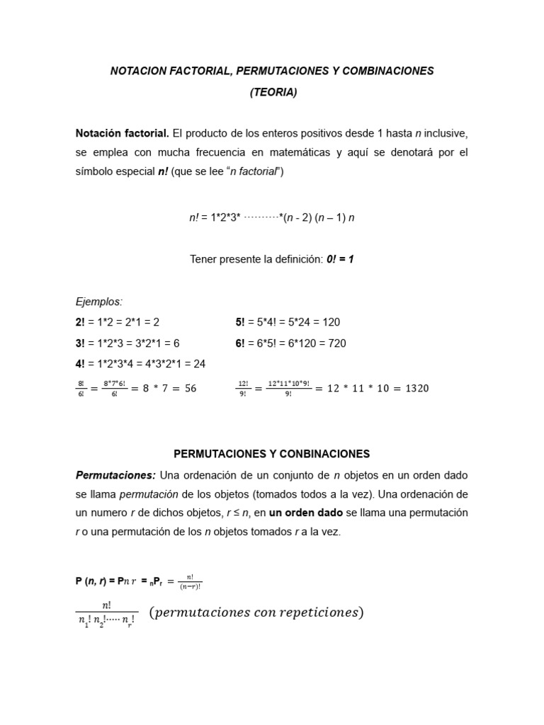 Notación Factorial | Descargar gratis PDF | Permutación | Análisis ...