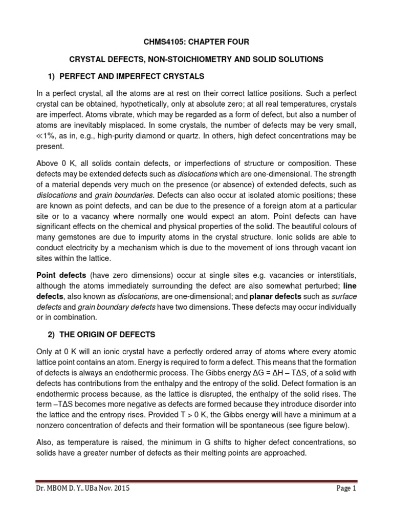 DEFECTS IN CRYSTALS - Lecture - Defects | PDF | Ion | Crystallographic ...