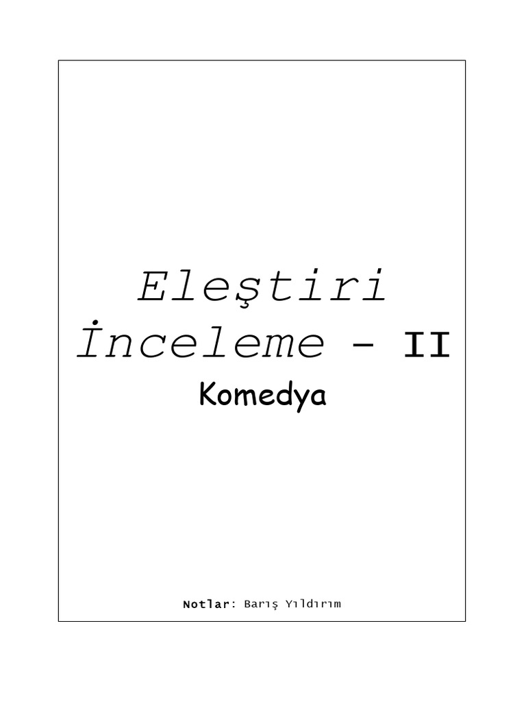 Eleştiri İnceleme II Komedya | PDF