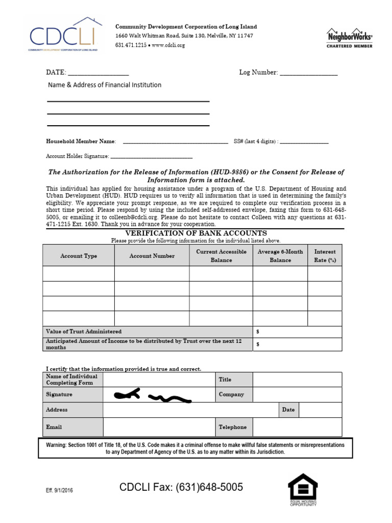 HUD Housing Assistance Verification Form | PDF | Finance & Money ...