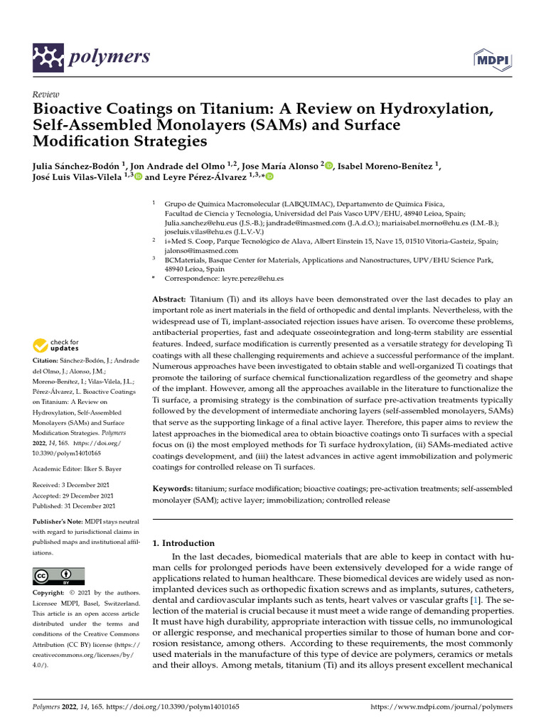 Bodon2022-Bioactive Coatings On Titanium A Review On Hydroxylation ...
