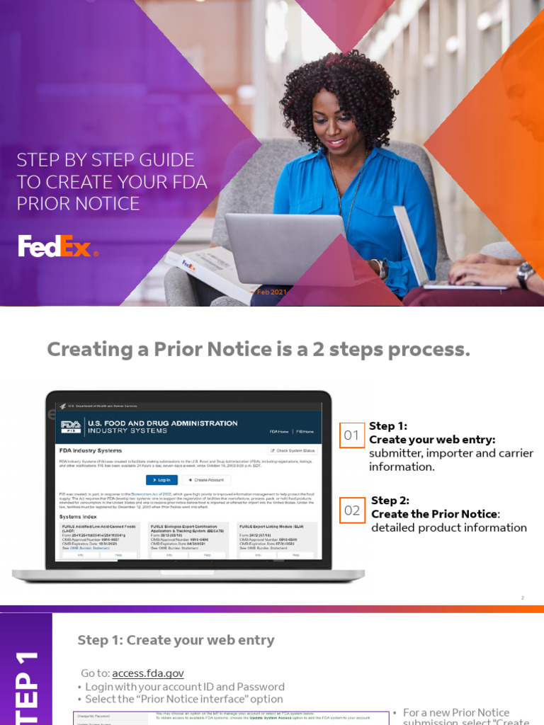 Create FDA Prior Notice: Step-by-Step Guide | PDF | Courier | Fed Ex