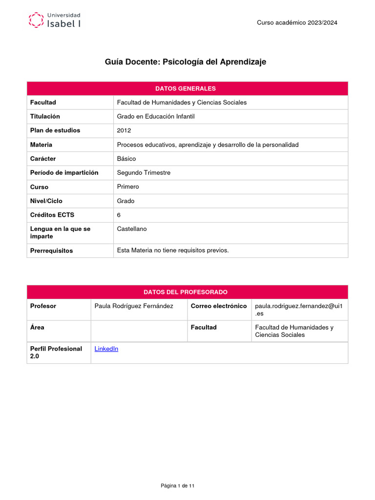 GD Grado Ed Infantil Psicologia Del Aprendizaje | Descargar gratis PDF ...