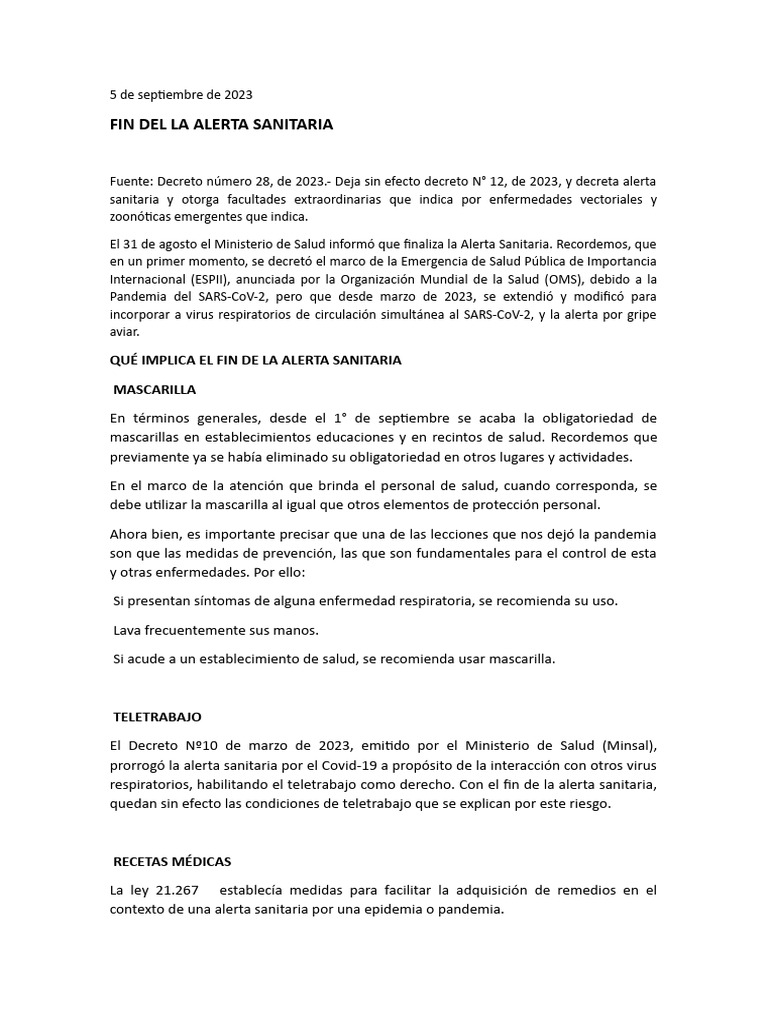 Fin Alerta Sanitaria | PDF | Medicina | Ciencias de la Salud