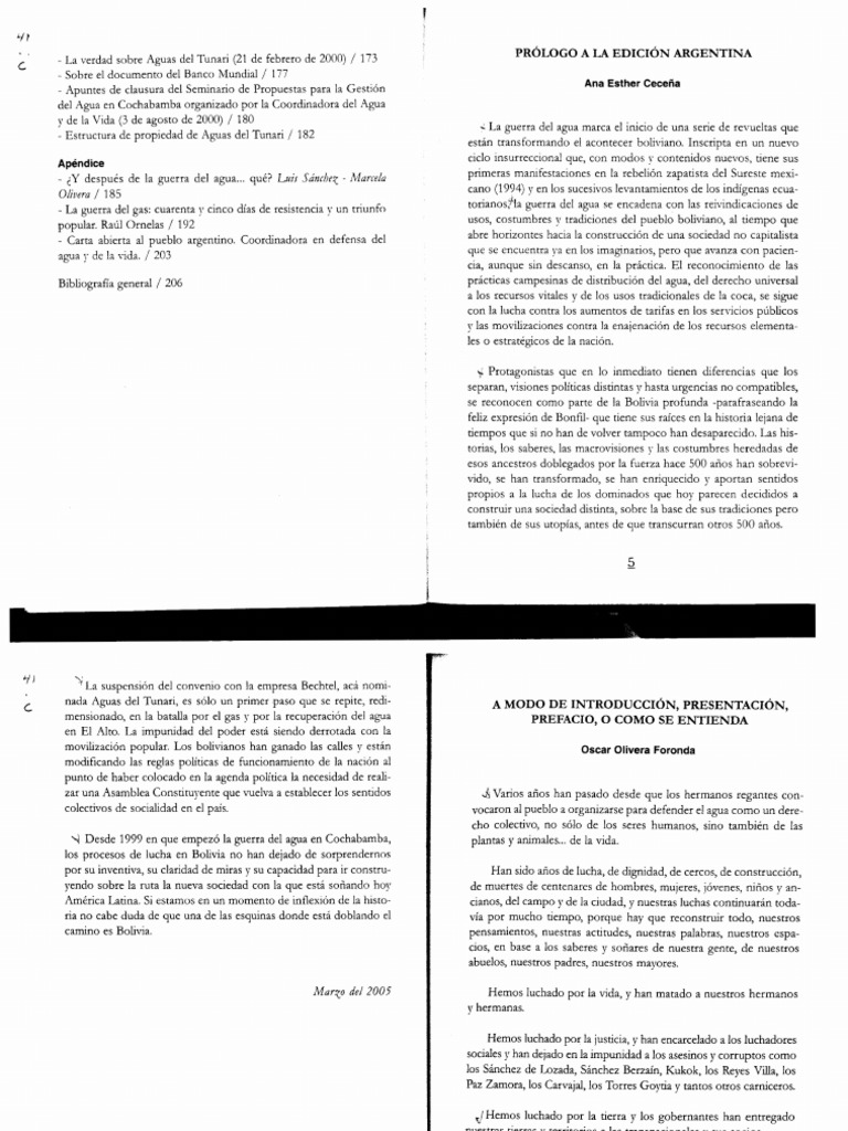 Ceceña Esther - La Guerra Por El Agua en Bolivia | PDF | Bolivia ...