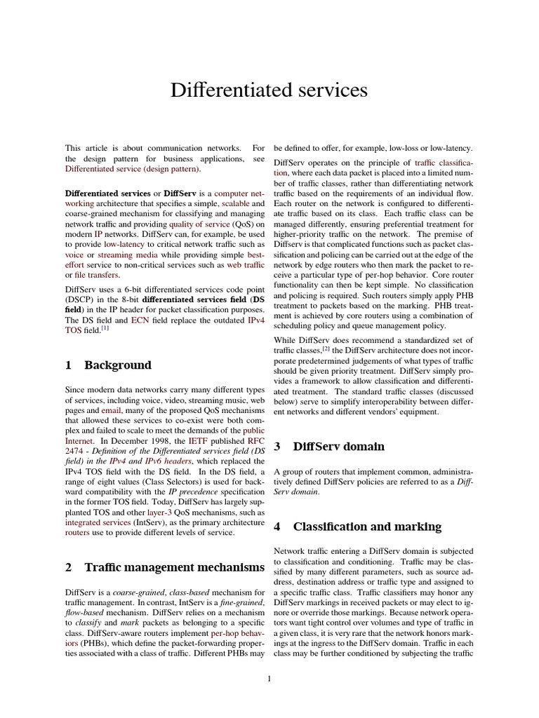 Differentiated Services | PDF | Internet Standards | Communications ...