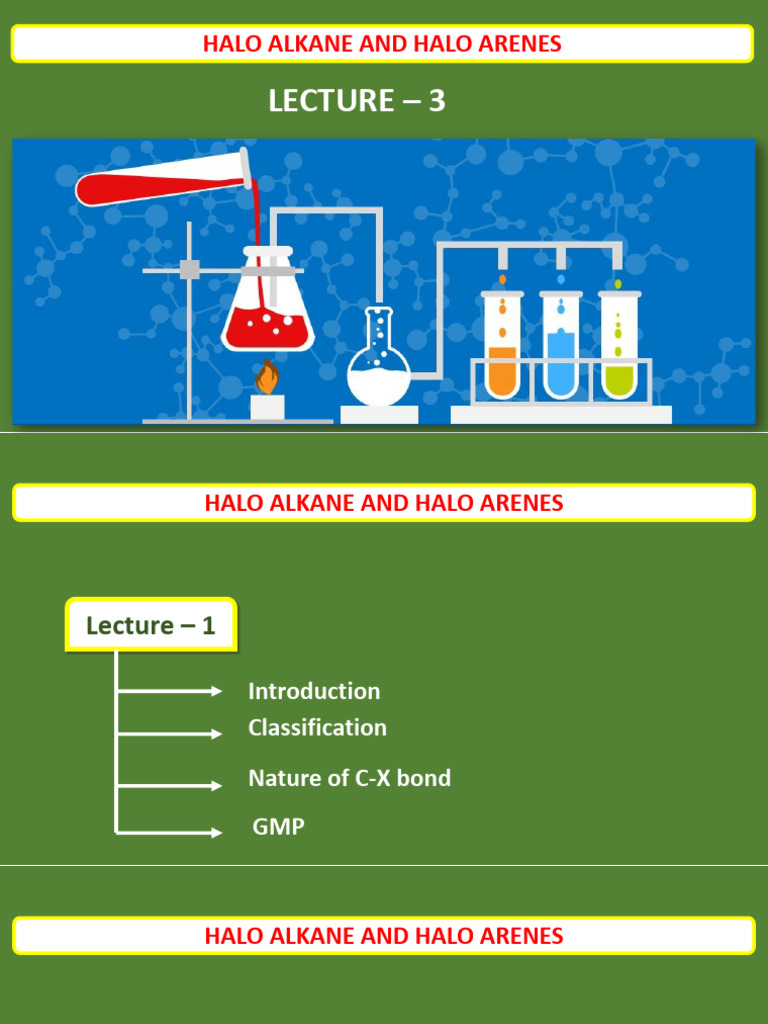 HALO ALKANE HALO ARENES - l-3 | PDF | Hydrocarbons | Carbon