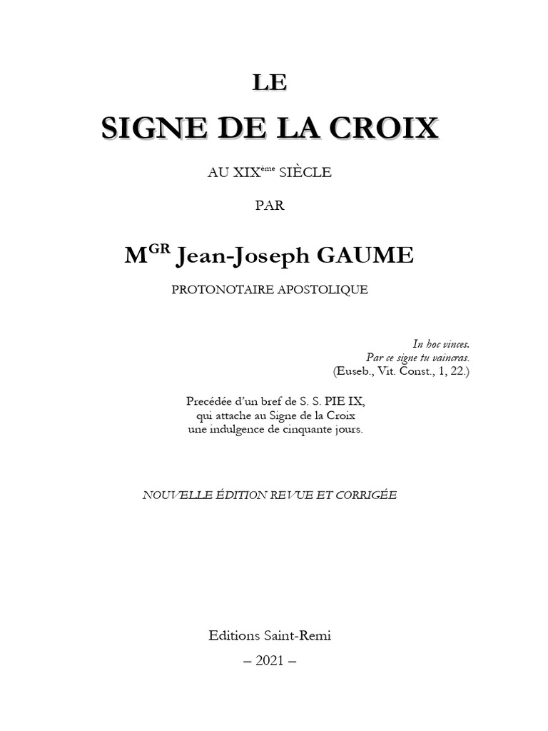 Signe de la Croix au XIXe siècle | PDF | Indulgence (catholicisme) | Saint
