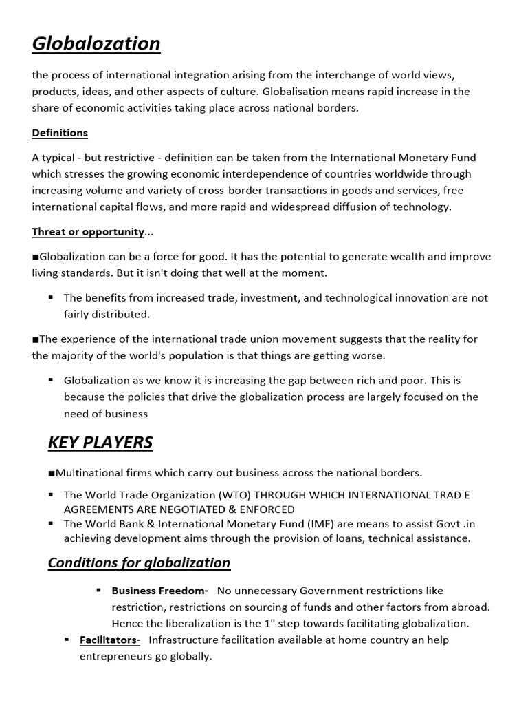 Globalisation Notes | PDF | Justice | Crime & Violence